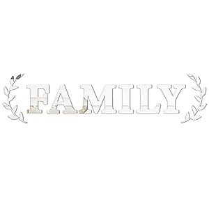 Family Letters Mirror Wall Decor, 3D Acrylic Mirror Wall Decal Stickers Family Letter Quotes Home Decor, Leaves Mirrored Letters Signs, Decorative Wall Art for Living Room Bedroom, Silver