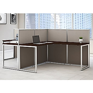 Bush Business Furniture Easy Office 60W Two Person L Shaped Desk Open Office in Mocha Cherry