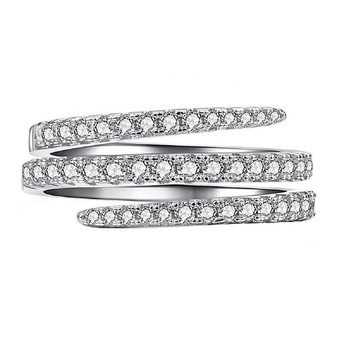 hsiyyecg Shiny Three Rows Pavé Cubic Zirconia CZ Halo Twist Eternity Engagement Wedding Band Ring for Women (US size 6)