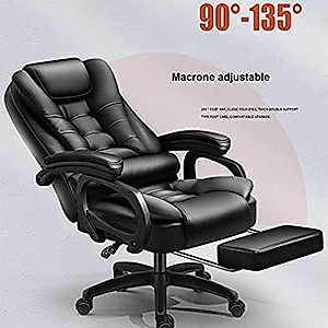 LETREM Executive Office Desk Chair with Armrest,Wheels and Footrest,PU Leather Home Office Desk Chairs,High Back Adjustable Ergonomic Managerial Rolling Swivel Task Chair with Massage A/Black/One sid