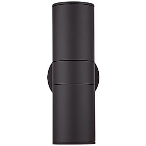 Possini Euro Design Ellis Modern Sconce Outdoor Wall Light Fixture Black Aluminum 11 3/4" Cylinder Up Down Glass Decor for Exterior House Porch Patio Outside Deck Garage Yard Front Door Garden Home