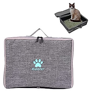 Portable Cat Travel Litter Box with Lid, Collapsible Car Cat Litter Box Waterproof and Easy to Clean