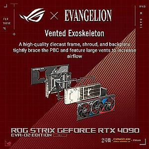 ASUS ROG Strix NVIDIA GeForce RTX 4090 OC EVA-02 Edition Gaming Graphics Card (PCIe 4.0, 24GB GDDR6X, HDMI 2.1a, DisplayPort 1.4a, 3.5-Slot Design)