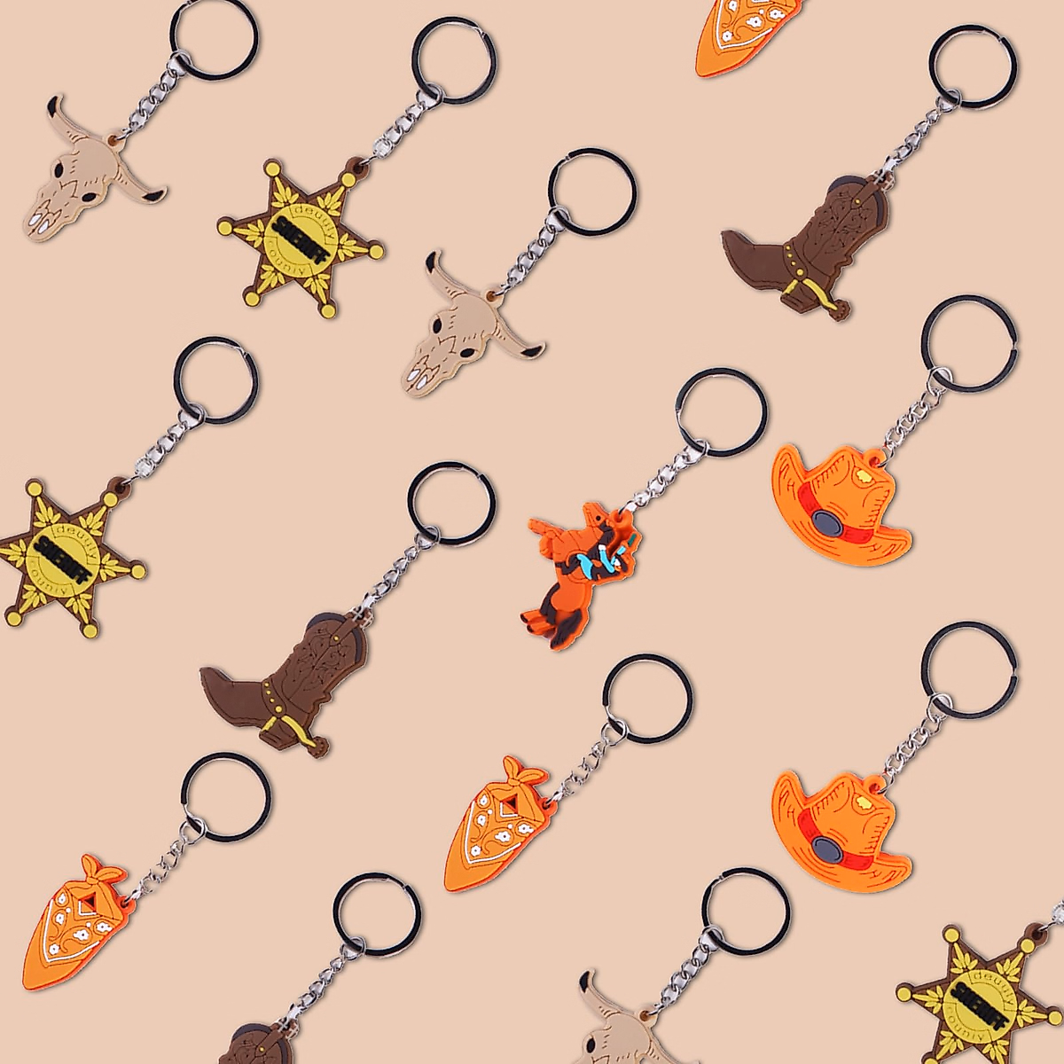 12 Pcs Western Cowboy Keychain for Western Cowboy Themed Party Decorations,Western Keychain Cowgirl Keychain Cowboy Hat Keychain Key Ring Horse Boot for Western Party Favors Rodeo Cowboy Party Favors