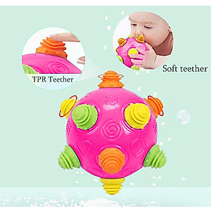 YMDLY Toys Toddler Baby Bouncing Sensory Ball - Sturdy Durable Crawling Ball Toy Fun Learning Ball Toy Two Modes Baby Music Ball Facilitates Movement of Children Suitable for Babies,Red,18+ Months