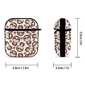 Cute Sloth and Mushroom AirPods 2 & 1 Case Cover Gifts with Keychain, Shock Absorption Soft Cover AirPods 2 & 1 Earphone Protective Case for Men Women