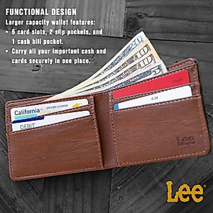 Lee Men’s Bifold Wallet Slim Casual Everyday Minimalist Cash and Card Holder (Black)