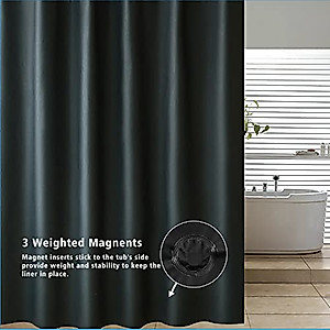 FINEBAT Shower Curtain Liner 72 x 72, Non-Toxic Odor Free Plastic Waterproof 4G Lightweight Shower Liner for Bathroom, with Grommets Holes and 3 Heavy Duty Magnetic Weights (Black)