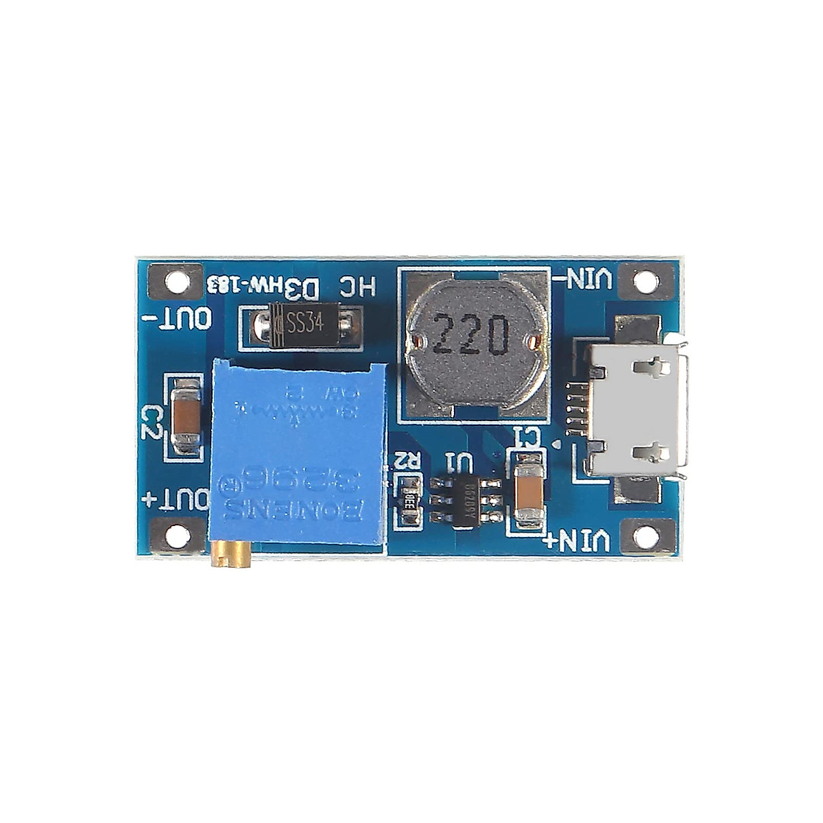 AEDIKO 10pcs MT3608 with Micro USB DC-DC Step Up Boost Module 2V-24V to 5V-28V 2A Output DC Voltage Regulator Adjustable Power Supply Board