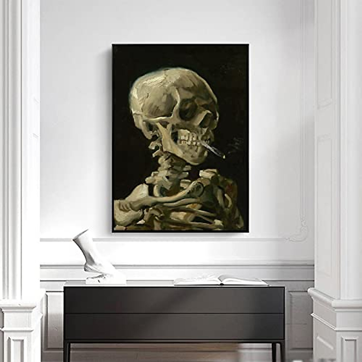 King Gift Skeleton Smoking by Vincent Van Gogh Canvas Wall Art Skull Art Van Gogh Poster Prints Pictures Artwork Home Decor Unframed (Skull with Burning Cigarette,12x16inches/30x40cm)