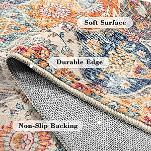 Lahome Moroccan Trellis Area Rug, 5x7 Washable Living Room Rug Indoor Non-Slip, Large Oriental Accent Throw Rug for Kitchen Entryway Bathroom Bedroom Office Carpet (Cream, 5x7ft)