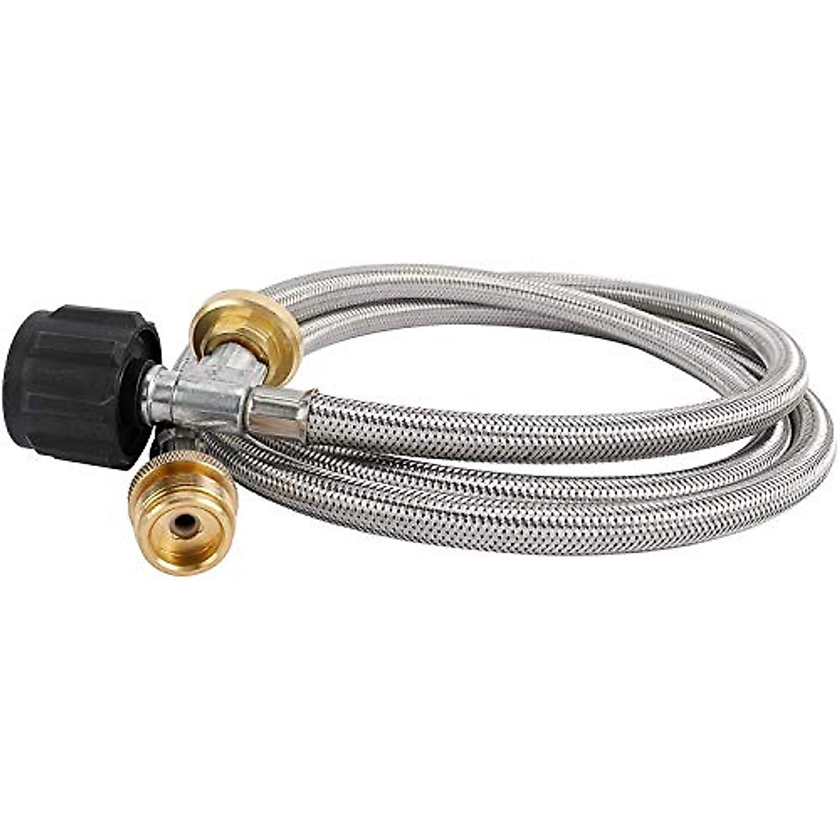 HYDDNice 6FT Propane Hose with Gauge Stainless Steel Braided Propane Hose Converts 1lb Portable Appliances to 5-40lbTank,for Propane Stove, Heater, Tabletop Grill