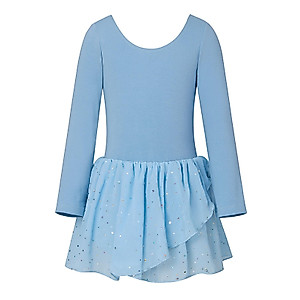 Move Dance Tutu Dance Clothes for Girls Childrens Ballet Leotards Dress 6 7 Yr Old Solid Color Auqa Unitard with Skirt for Gymnastic Exercise