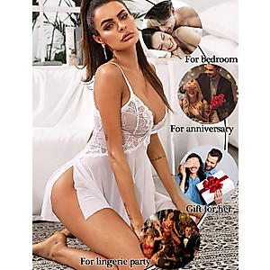 Avidlove Women Babydoll Lace Chemise Honeymoon Lingerie V Neck Sleepwear Full Slip Nightwear Sheer Nightdress