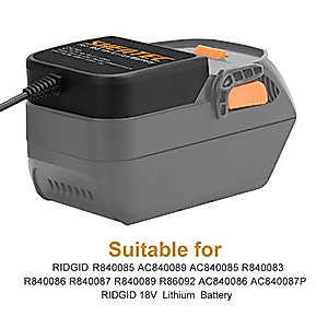 Shentec 18V Lithium Battery Charger Compatible with RIDGID R840085 AC840089 AC840085 R840083 R840086 R840087 R840089 R86092 AC840086 Slide-in Style Battery (Not for Ni-MH/Ni-Cd Battery)