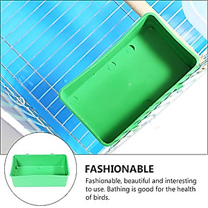 balacoo 2pcs Parrot Bathtub Hanging Brid Bath Box Pet Bird Grooming Shower Box Washing Basin Cage Decor for Budgie Parakeet Cockatiel Conure Lovebird Green