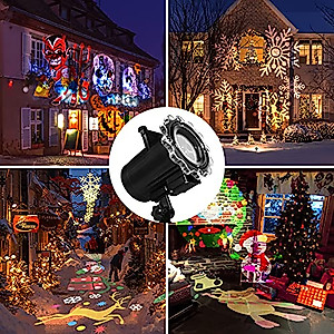 Christmas Projector Lights Outdoor, MOSSNDAR Waterproof Snowflake Projector with 64 HD Cartoons, Light Projector with Remote Control for Christmas Decorations Multiple Holidays Party Garden Landscape
