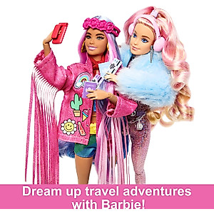 Barbie Extra Fly Doll with Desert-Themed Travel Clothes & Accessories, Fringe Jacket & Oversized Bag, 3Y+, Includes 1 Barbie® doll with fashion, shoes, and assorted accessories