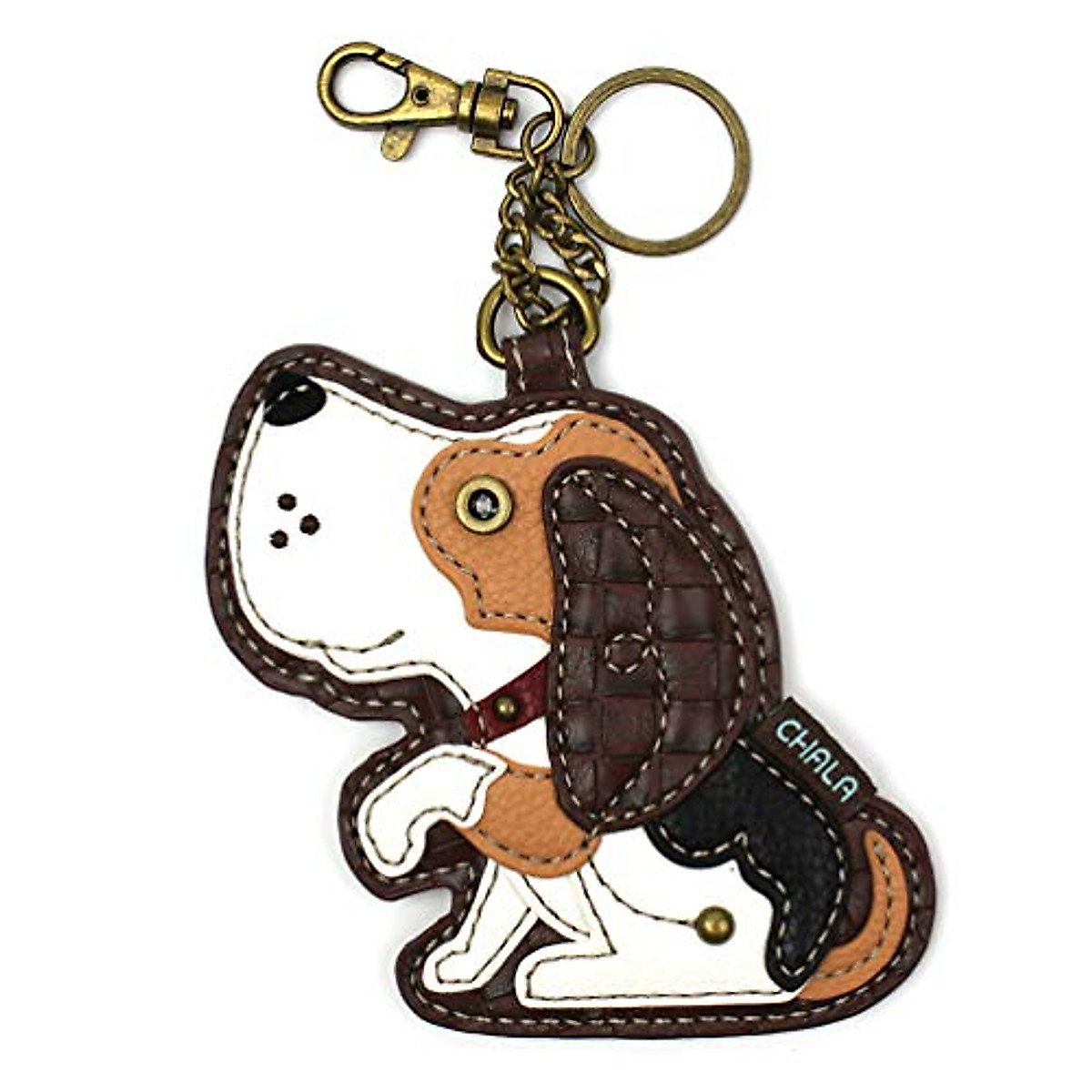 Chala Stripe Canvas Convertible Tote Shoulder Handbag with Leather Playful Animal Keyfob -823