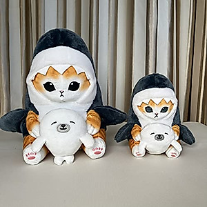 LKMYHY Cute Shark Cat Plush Toy Seal Cat Stuffed Animal Plushies Doll, 7'' Soft Stuffed Shark Kitten Pillow Christmas Birthday Gifts for Kids Boys Girls