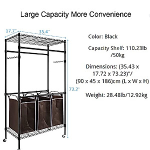 Clothing Rack, Heavy-Duty Sorting Hamper Clothes Rack Laundry Sorter Height Adjustable Hanging Rolling Clothing Rack for Room Hanging Clothes Use Bathroom Bedroom