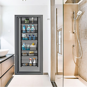 Coonoor 6 Tier Over The Door Pantry Organizer,Adjustable Baskets Closet Organizer Hanging Rack Spice Space Saver,Black