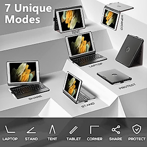 Touchpad Keyboard Case for iPad 10.2 9th/8th/7th Gen, Keyboard Case for iPad 9th Generation/8th/7th Gen-360° Rotatable Protective Cover with Pencil Holder (Black)