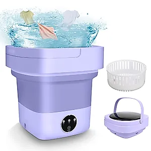Portable Washing Machine, 1.7Galloon Foldable Mini Washing Machine, Small Portable Washer for Baby Clothes, Underwear or Small Items, Apartment, Dorm, Camping, RV Travel laundry