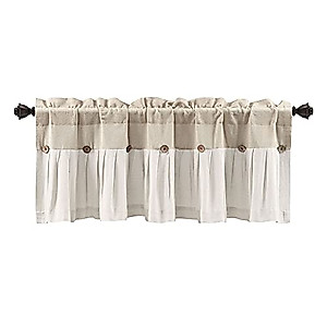 Lush Decor Linen Button Farmhouse Valance, 18"L x 52"W, Linen