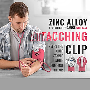 ASA TECHMED Dual Head Sprague Stethoscope and Sphygmomanometer Manual Blood Pressure Cuff Set with Case, Gift for Medical Students, Doctors, Nurses, EMT and Paramedics, Pink