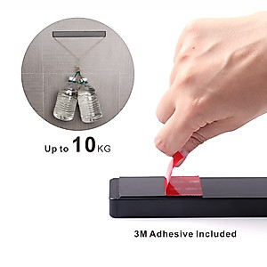 KITCHENDAO Stainless Steel Magnetic Knife Rack Strip Holder with 3 Hooks 16 Inch, 25% Stronger Magnet, Adhesive Magnetic Knife bar Rack No Drilling