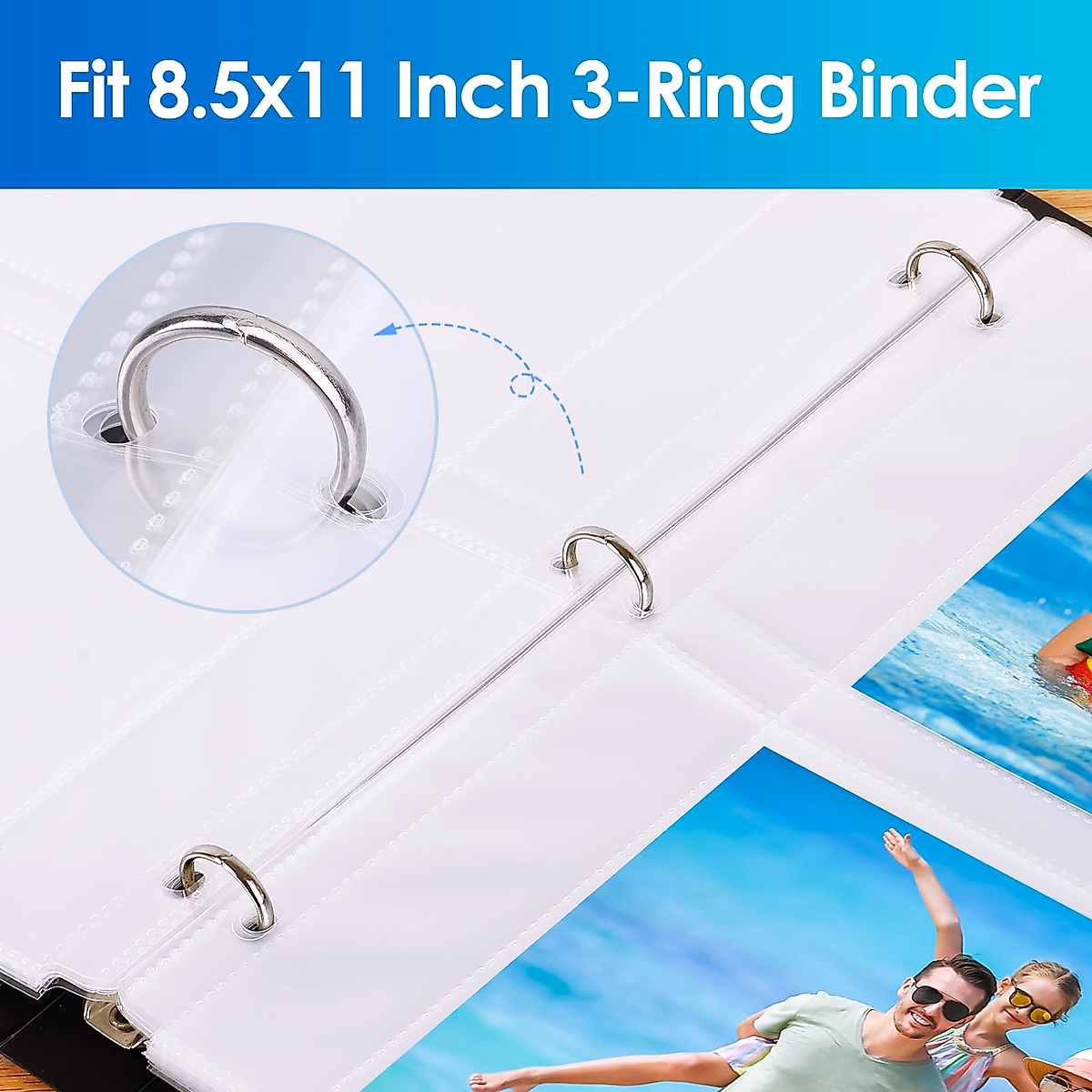 MaxGear 30 Pack 5 x 7 Photo Sleeves for 3 Ring Binder, Heavy-Duty Archival Photo Page Protectors Holds 120 Pictures, 2-Pocket Clear Picture Album Refill Pages