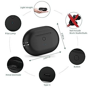 Charging Case Replacement Compatible with Beats Studio Buds, Charger with Bluetooth Pairing Sync Button & 660mAh Built-in Battery (Not Include Beats Studio Buds) Black