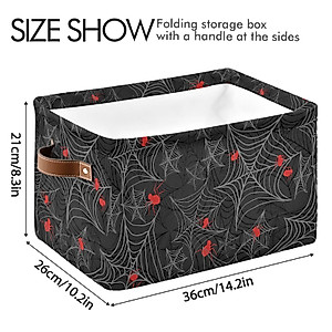 ZAZYXTJ Goth Spider Web Storage Basket for Shelves Foldable Open Storage Bin Waterproof PE Coating Closet Organizer with Handles for Home Office dorm room