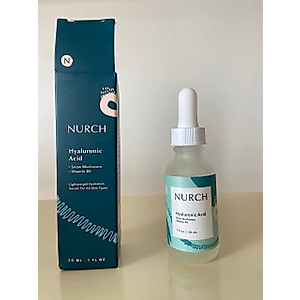 NURCH Pure Hyaluronic Acid Serum for Face + Snow Mushroom + Vitamin B5 | Natural & Lightweight | Vegan, Clean, & Fragrance Free | Moisturizer Hydrates Dry Skin & Reduces Appearance of Fine Lines, 1 Oz