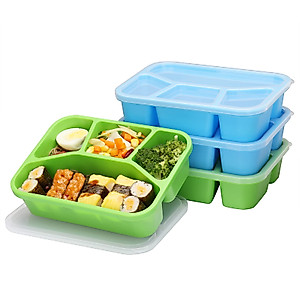 Ylebs 4 Pack Bento Lunch Box Reusable 4 Compartment Lunch Containers for Adults,BPA Free Plastic Divided Food Meal Prep Containers,Schools,Work and Travel