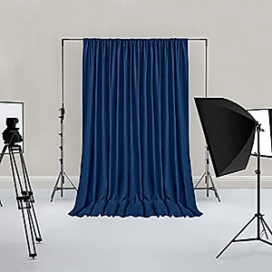 Hiasan Navy Blue Backdrop Curtains for Parties, Polyester Photography Backdrop Drapes for Family Gatherings, Wedding Decorations, 5ftx10ft, Set of 2 Panels
