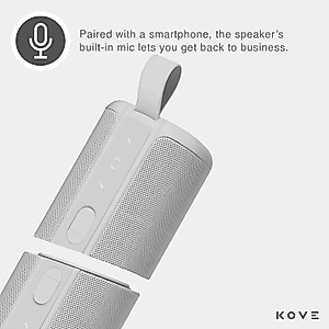 KOVE Commuter 2 Portable Speaker - Concrete Bluetooth Speakers, Wireless with HD Louder Volume, Deep Bass Subwoofer, Microphone, IPX7 Water Resistant - Perfect Boom Box for Home, Outdoor or Travel