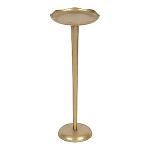 Kate and Laurel Alessia Modern Decorative Metal Drink Table, 8 x 8 x 22, Gold, Stunning Cast Aluminum Pedestal Plant Stand with Rough Texture and Deckled Edge