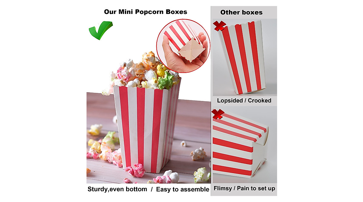 100 Mini White Popcorn Boxes for Parties and Events
