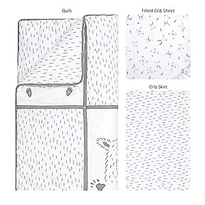 Trend Lab Peek-a-Boo Forest 3 Piece Crib Bedding Set, Gender-Neutral Color Palette, Includes Quilt, Fitted Crib Sheet and Skirt