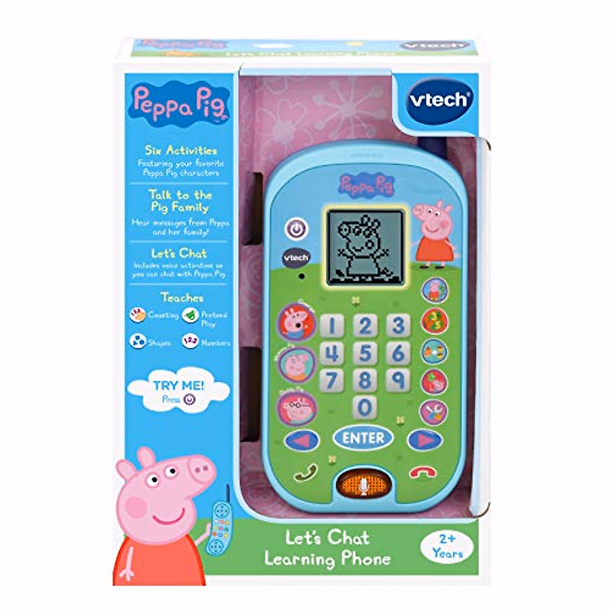 VTech Peppa Pig Let's Chat Learning Phone Blue 6.7 x 3.2 x 0.9 inches