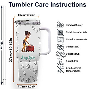 Personalized Nurse Tumbler 40oz -disaster response-Custom Name Insulated Travel Mug with Handle & Straw, Gift for Nurses, Medical Workers, Appreciation, Mother's Day wLOVcg