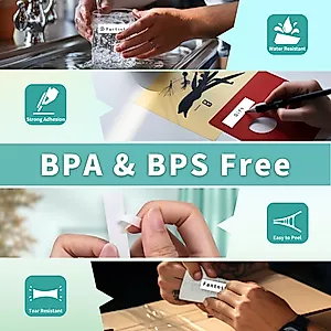 Phomemo D30 Label Maker Machine with 4 Tapes-Black on White Tape 12mm 0.47 in, Mini Bluetooth Label Printer, Portable Smart Phone Handheld Sticker Mini Labeler Inkless Rechargeable, BPA-Free