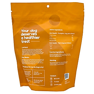 LuvTails Gut Booster Soft Chew Supplements for Dogs, Dog Digestive Support with Fennel, Pumpkin and Cod Oil Promotes Healthy Gut, 60 Chews