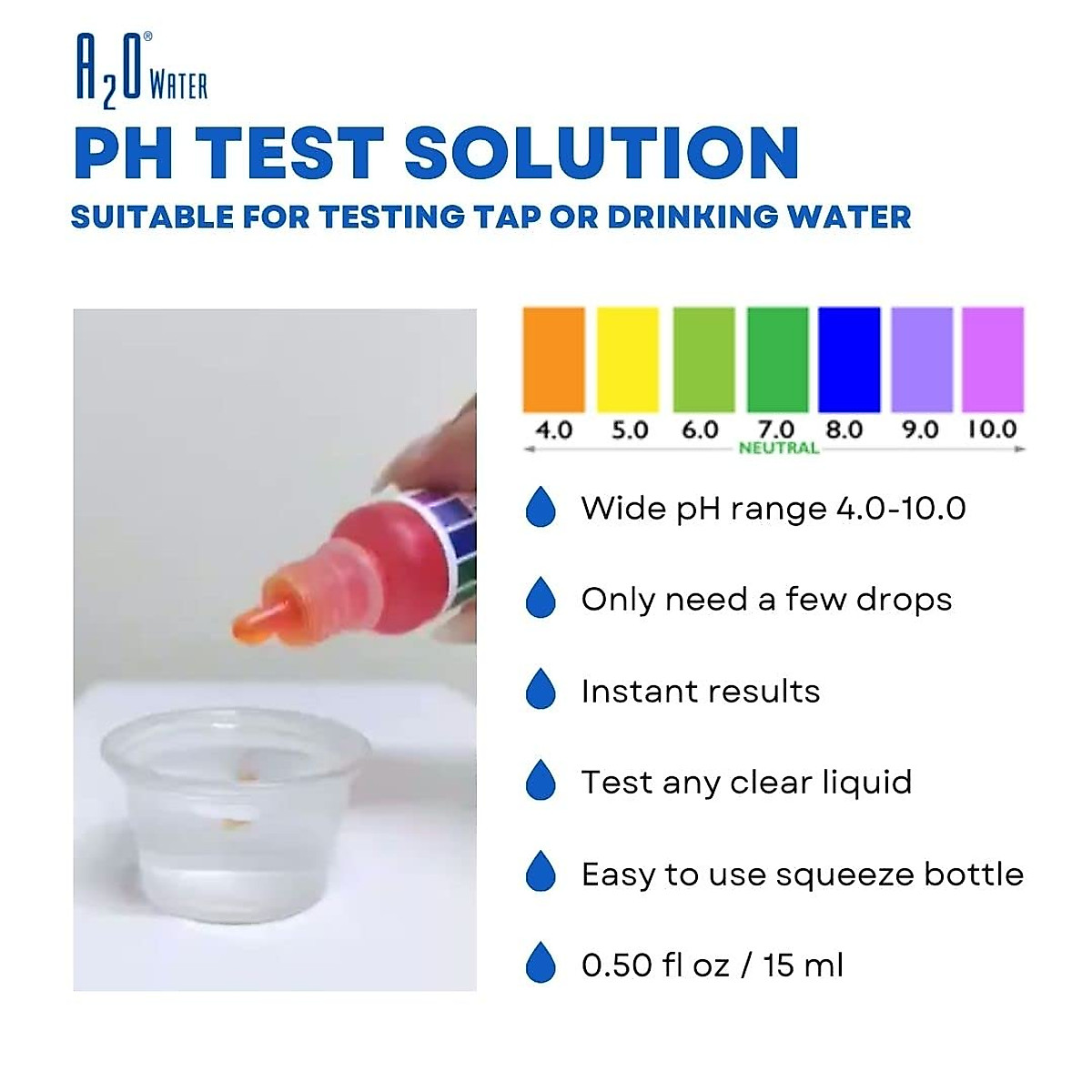 A2O Water - Made in USA, pH Tester (RED/75-100 Tests)
