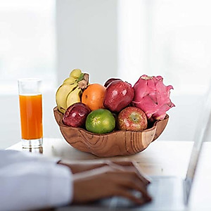 Curawood Teak Root Bowl for Distinctive Decor - Authentic Artisan Handcrafted Wooden Bowls for Food - Wooden Decorative Bowl for Tabletop Display - Serving Wooden Fruit Bowl for Kitchen Counter - 12"