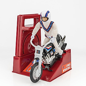 Evel Knievel Stunt Cycle - The Amazing Wind Up and Go Action Toy Launcher for Ultimate Jumps, Crashes, Flips and More - 8 Inch Bike Jumps Anywhere from 3 to 10 Feet - Original 1970's