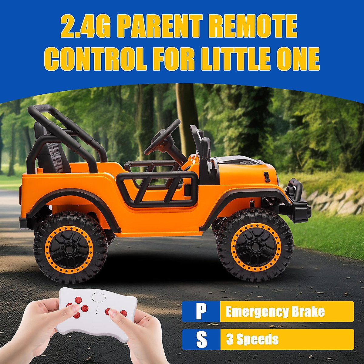 Nitoess 12V Kids Ride On UTV Car with Remote Control,Powered Electric Car for Kids, w/Spring Suspension, Music(Orange)