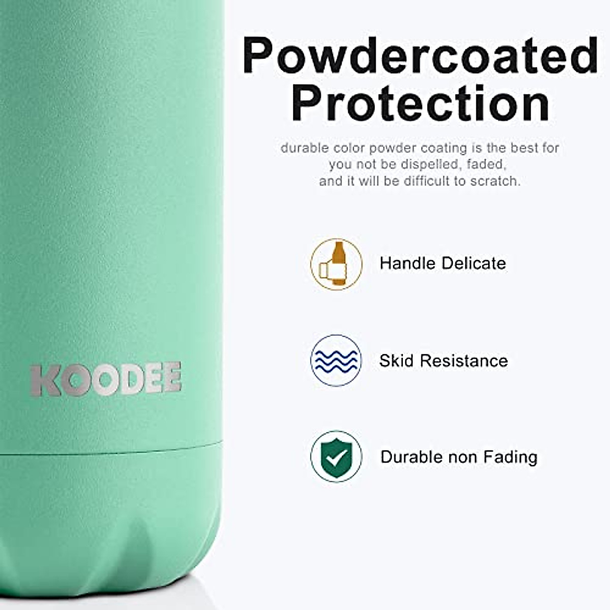 koodee Insulated Water Bottle -17 oz Stainless Steel Double Wall Vacuum Insulated Water Bottle for Back to School, 2 Pack Sports Water Flask Leak Proof (Aquamarine Blue-Sky Blue)